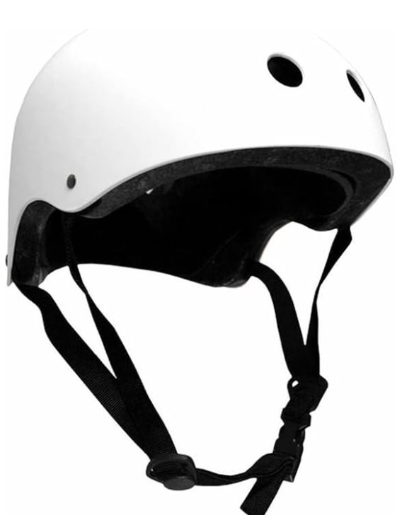 Krown White Shell with Black Strap Skateboard Helmet, Junior | C&R Ski ...